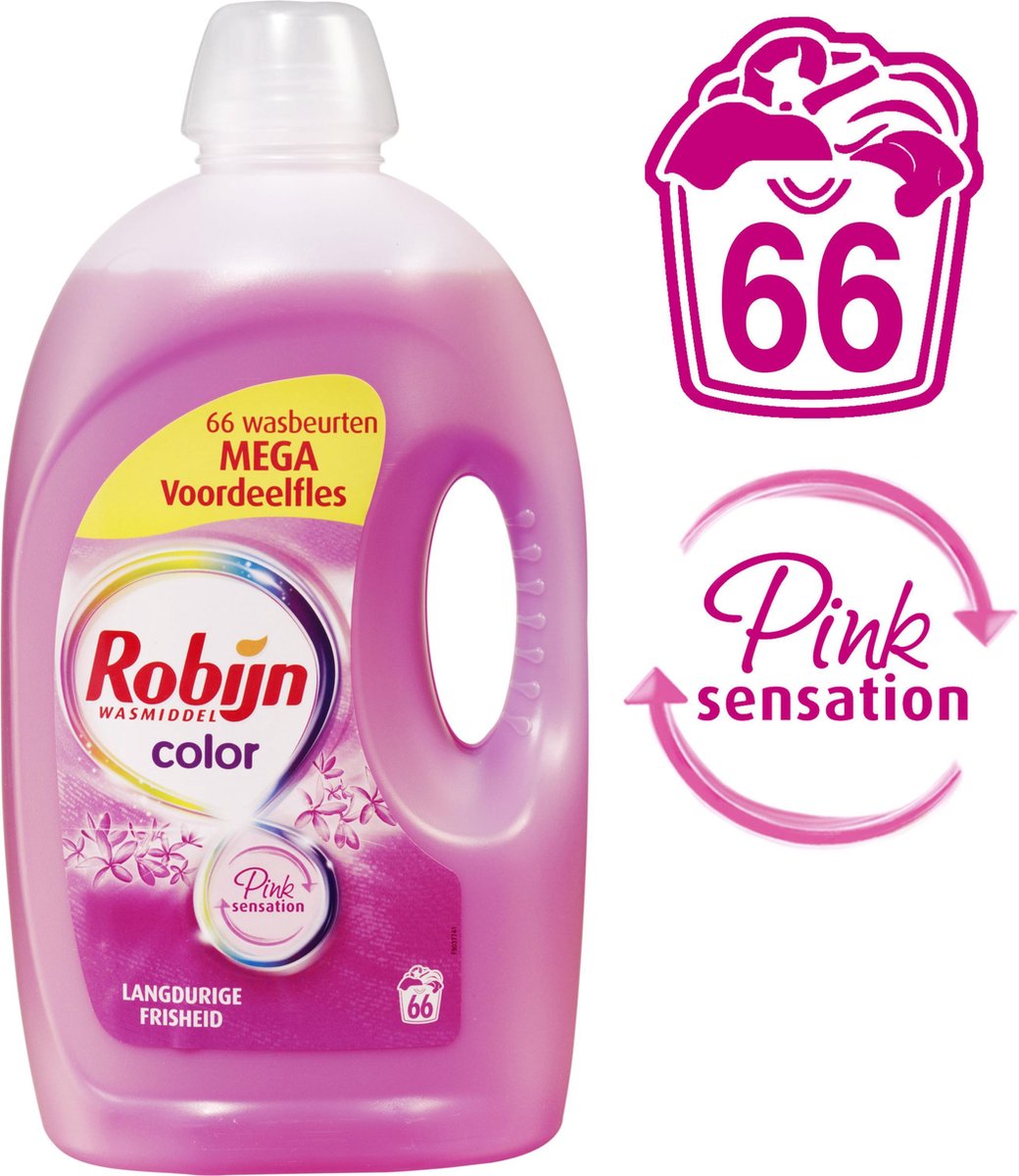 Robijn Color Pink Sensation Vloeibaar - 5 lt - Wasmiddel | bol.com