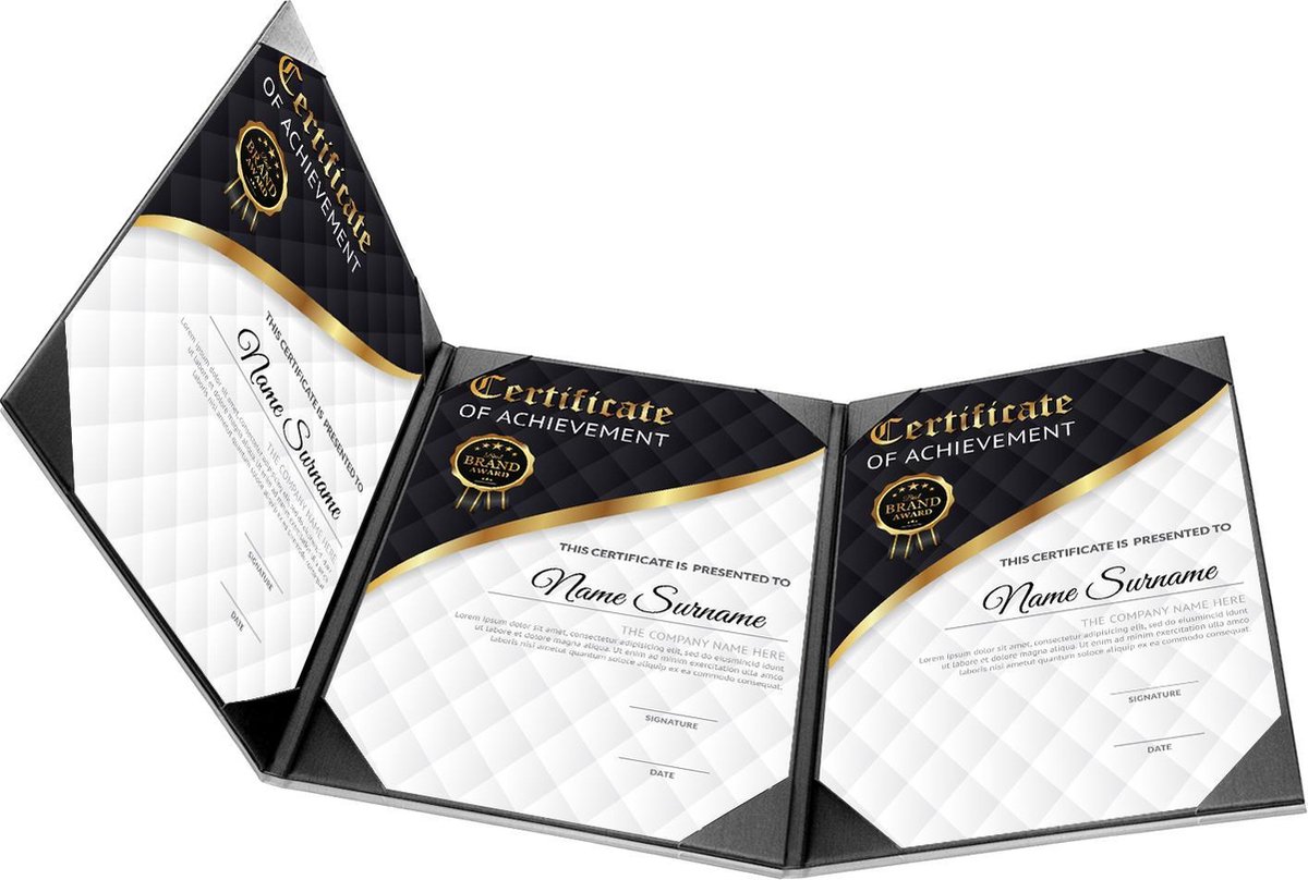 Goodline® - Rapportmap / Diplomamap / Certificaat Mappen - 3x A4 - Houtpatroon Zwart | bol