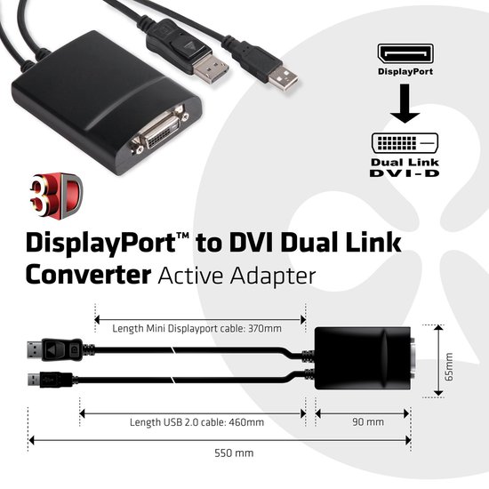 Club3D Displayport to DVI-D (DL) Active Adapter | bol.com