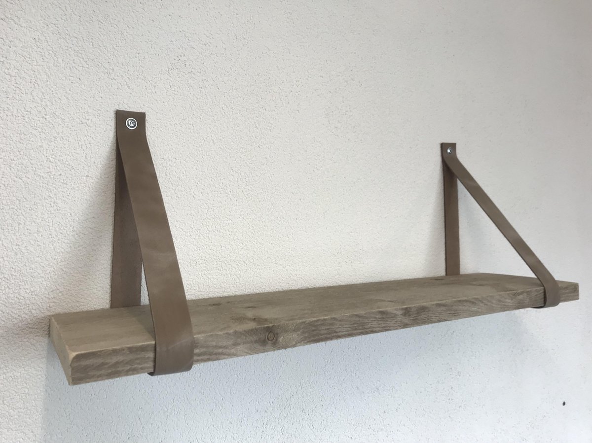 Leren plankdragers | taupe | 2 stuks | Echt lederen plankendragers ...