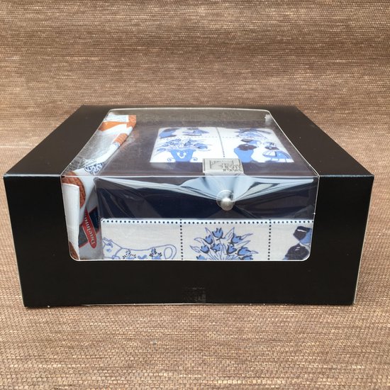 The Dutch Tea Box Holland Delft kus stroopwafels - 4 vaks - Blauw | bol.com