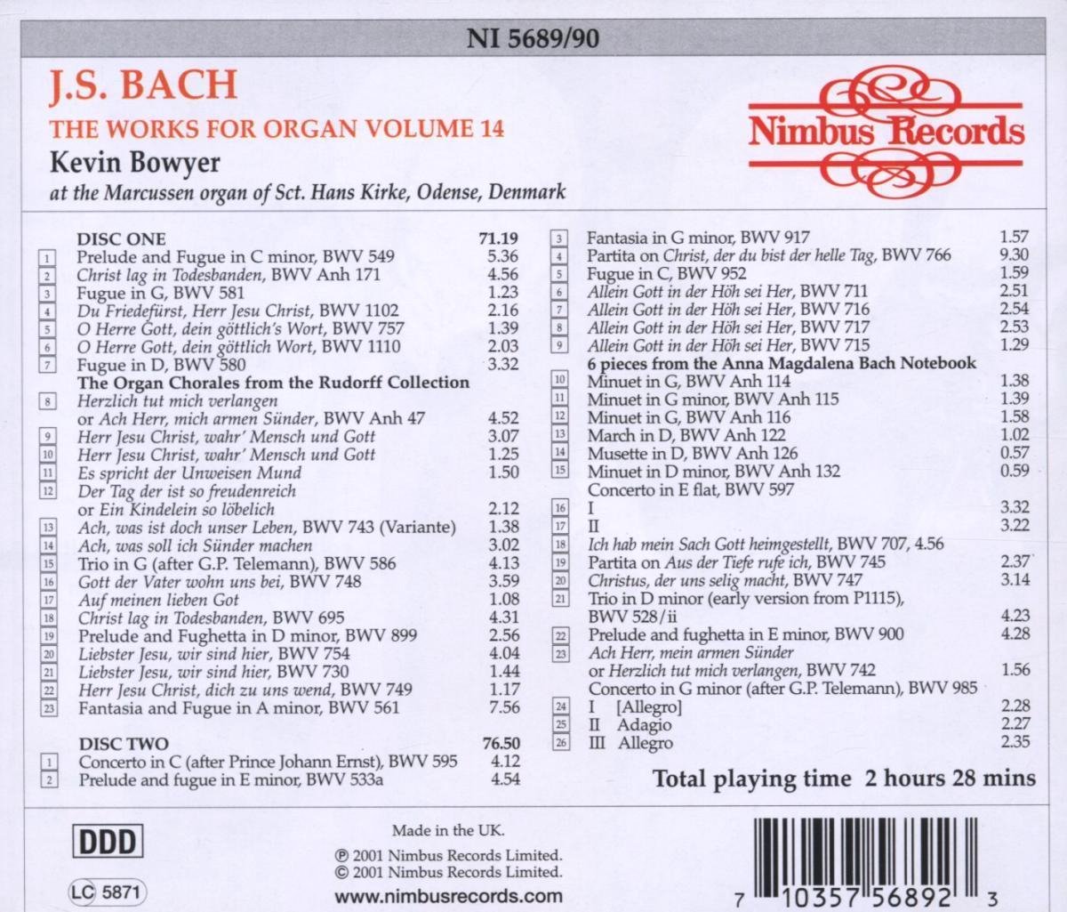 Bach: Complete Works For Organ - Vol.14, Kevin Bowyer | CD (album ...