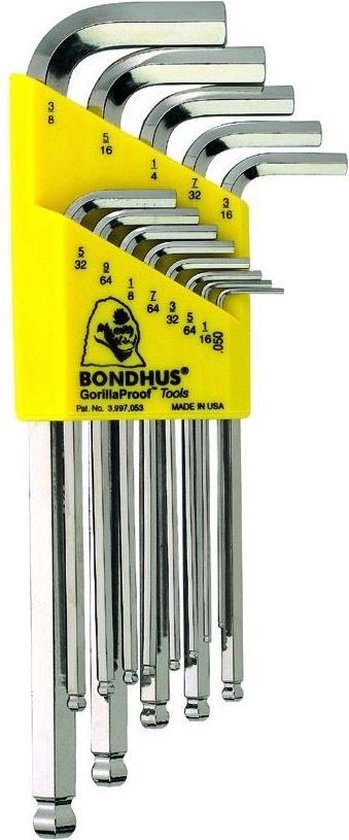 Bondhus Haakse inbusset .050-3/8" lang BLX13B Kogelkop BriteGuard | bol.com