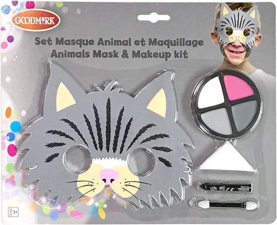 Goodmark Verkleedset kat/poes - masker en schmink set - kinderen - kat ...