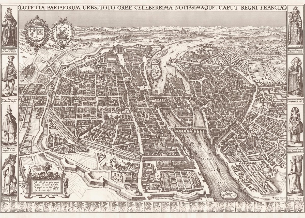 Poster Historische Kaart Parijs - 1618 - Plattegrond - Large 50x70 ...
