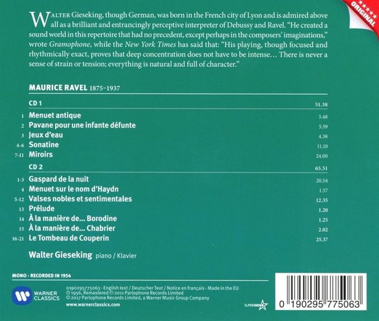 Ravel/The Complete Works For, Gieseking | Muziek | bol