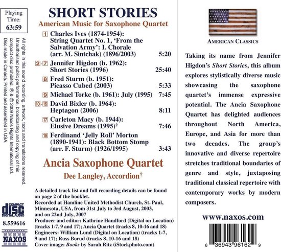 Short Stories, Ancia Saxophone Quartet | CD (album) | Muziek | bol.com