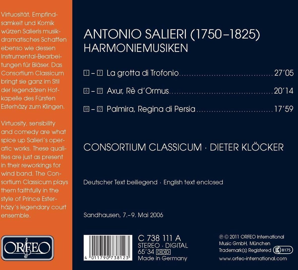 Consortium Classicum, Dieter Klöcker - Salieri: Harmoniemusiken (CD ...