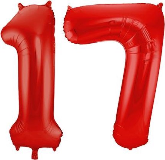 Cijfer 17 Rood Helium 86 cm | bol.com