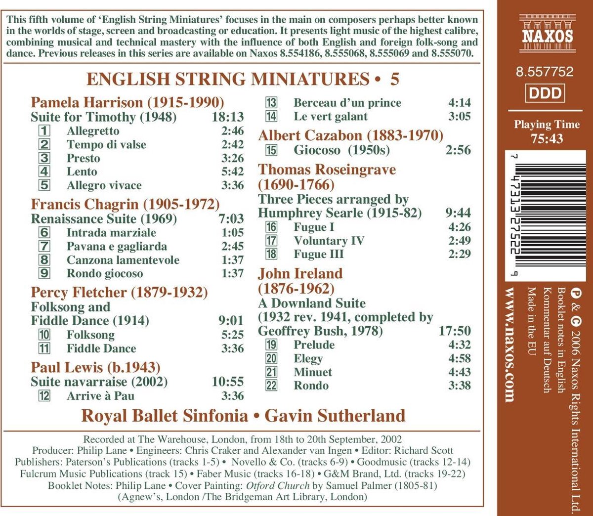 Royal Ballet Sinf. - English String Miniatures Volume 5 (CD), Royal ...