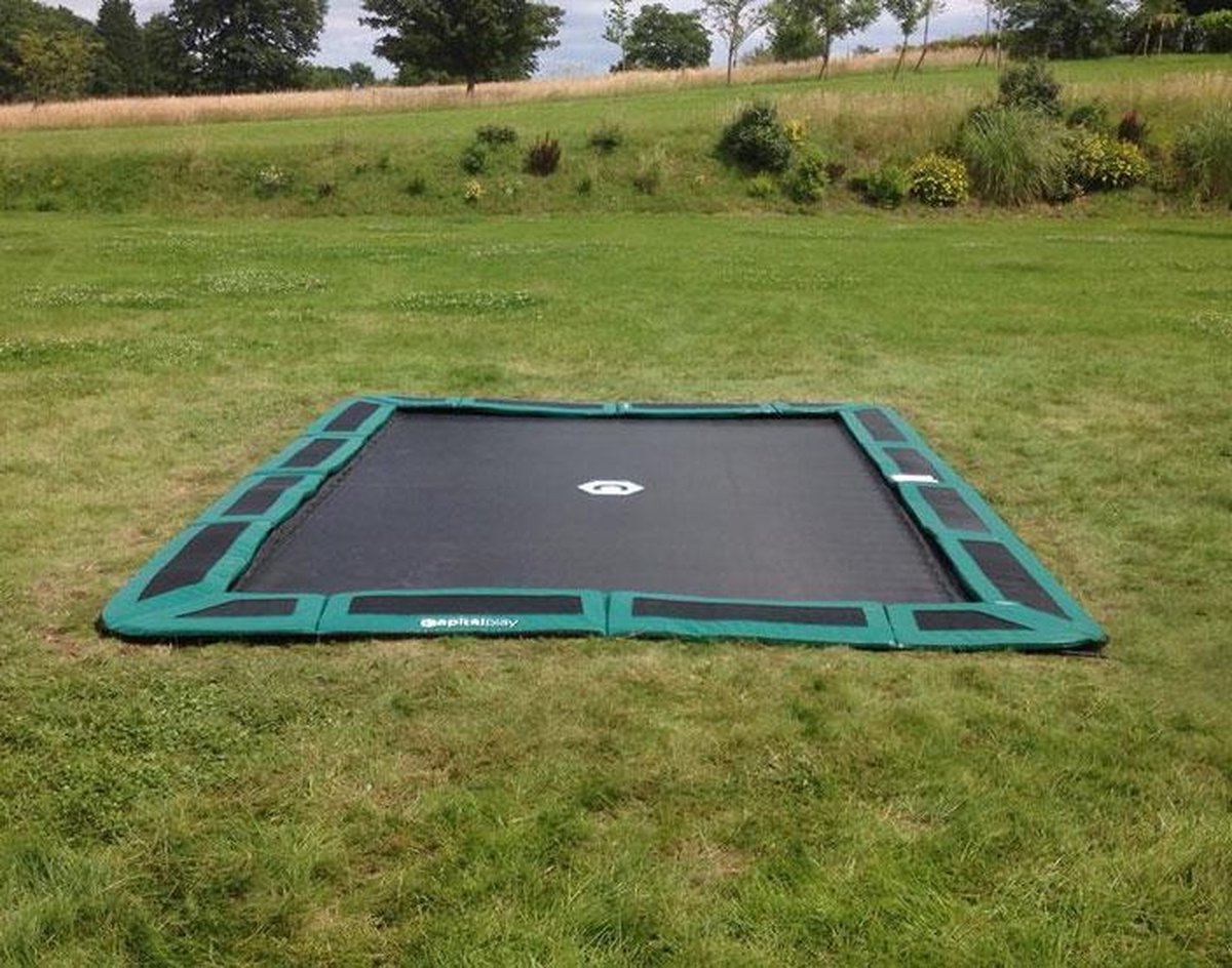 Flat To The Ground rechthoekige trampoline Capital Play 305x183 Groen ...