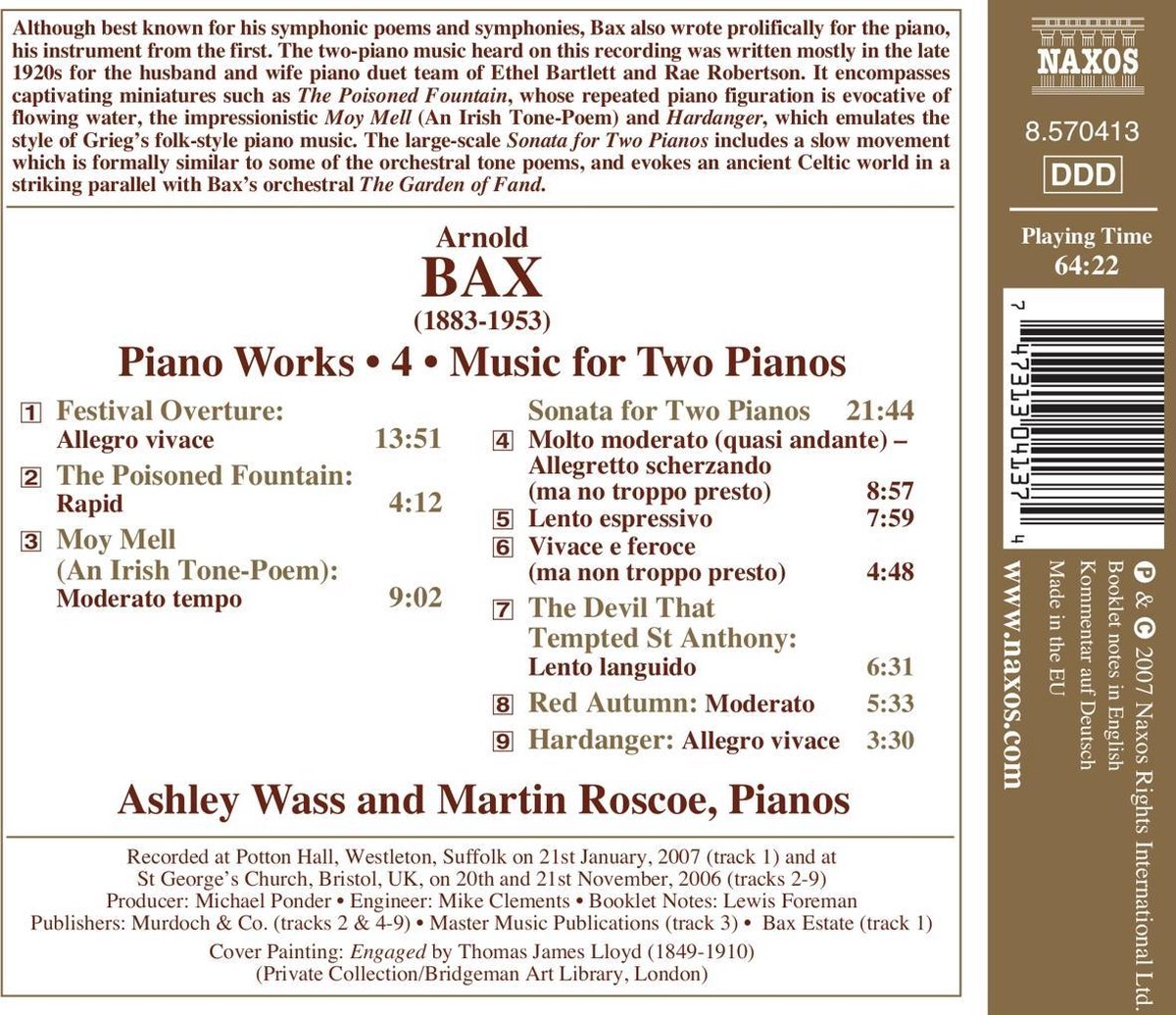 Baxmusic For Two Pianos, A. Bax | CD (album) | Muziek | bol.com