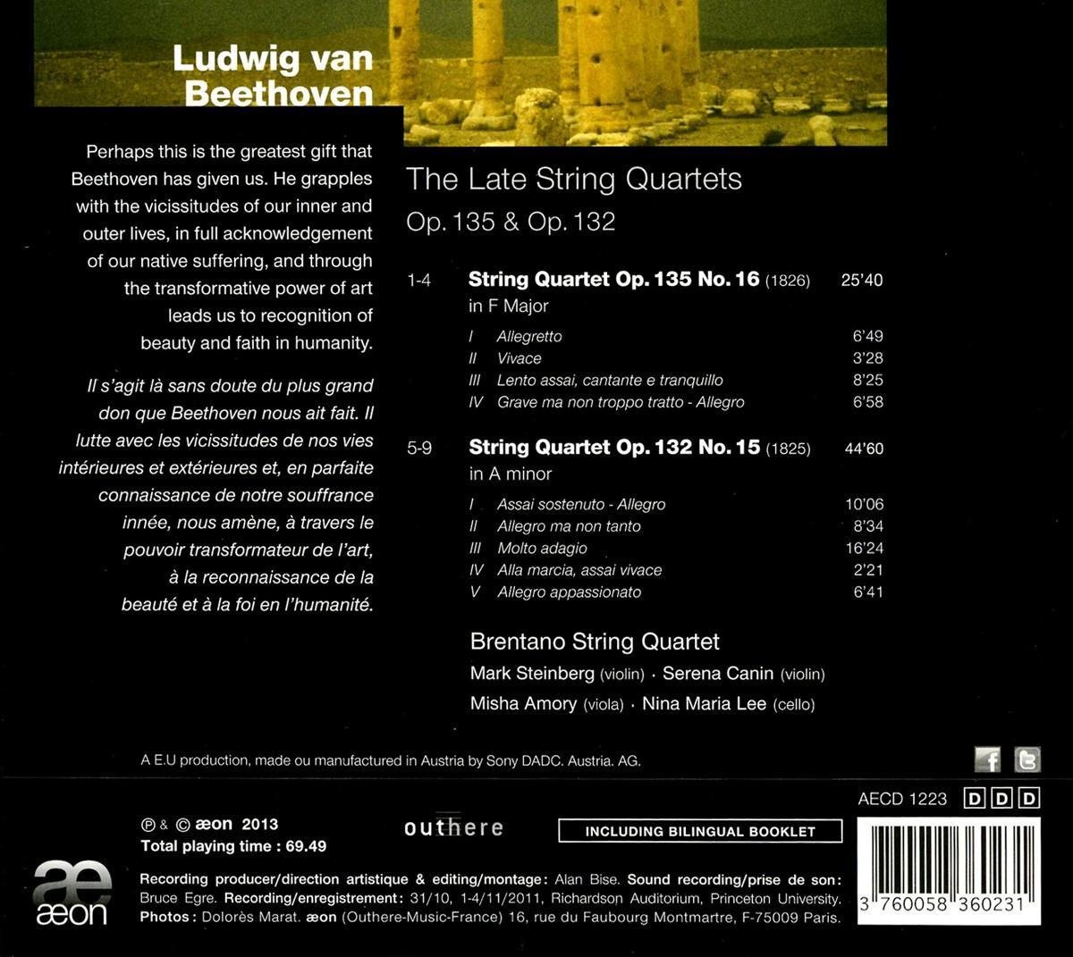 Beethoven Late string quartets op135&132, L. van Beethoven | CD (album ...