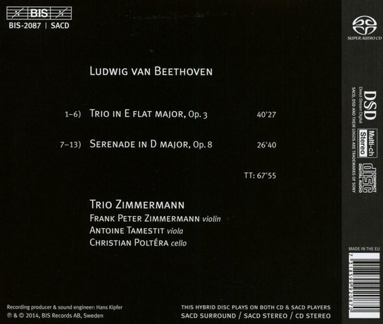 Trio Zimmermann - Beethoven: String Trios Op. 3 & 8 (Super Audio CD), Trio Zimmermann... | bol