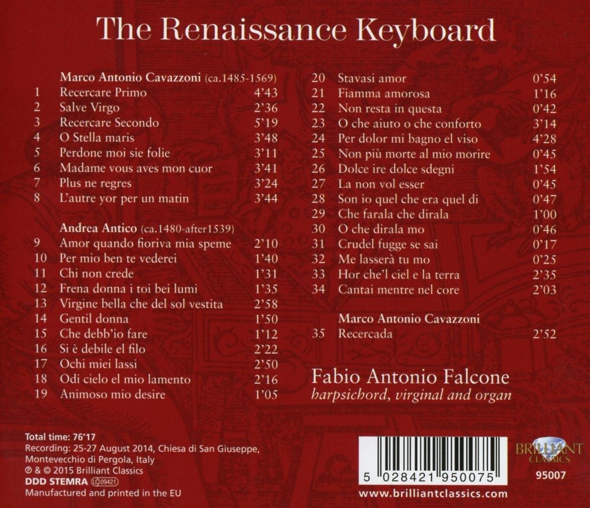 Renaissance Keyboard, Fabio Antonio Falcone | CD (album) | Muziek | bol.com