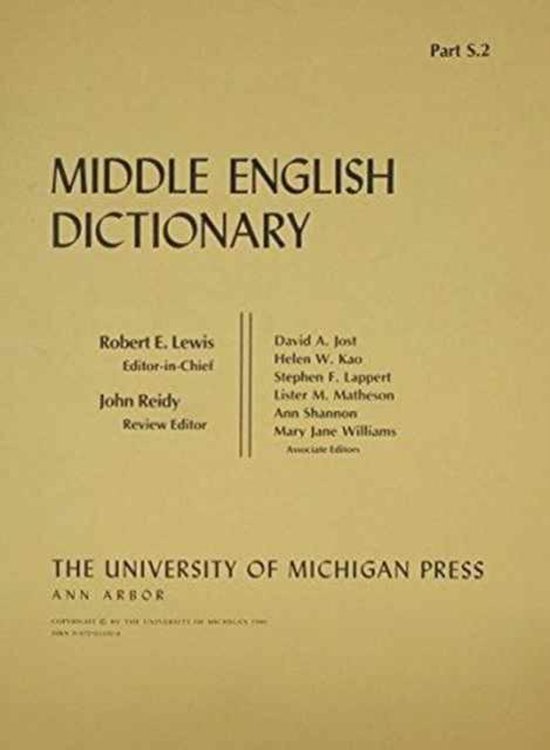 Middle English Dictionary | 9780472011926 | Boeken | bol.com