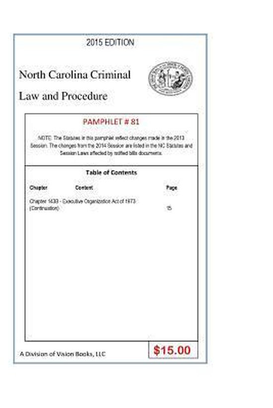 North Carolina Criminal Law and Procedure-Pamphlet 81 | 9781503244153 ...