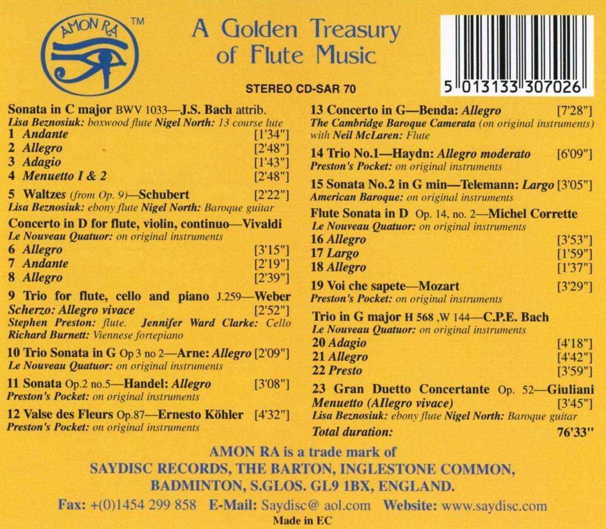 Various Artists - A Golden Treasury Of Flute Music (CD), F. Schubert ...