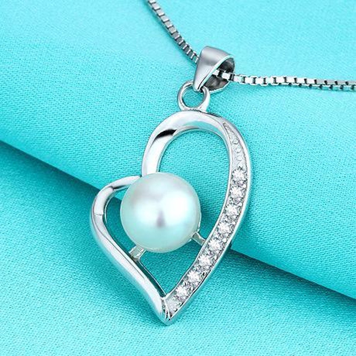 Fate Jewellery ketting FJ469 - Pearl Heart - 925 Zilver met Zirkonia ...