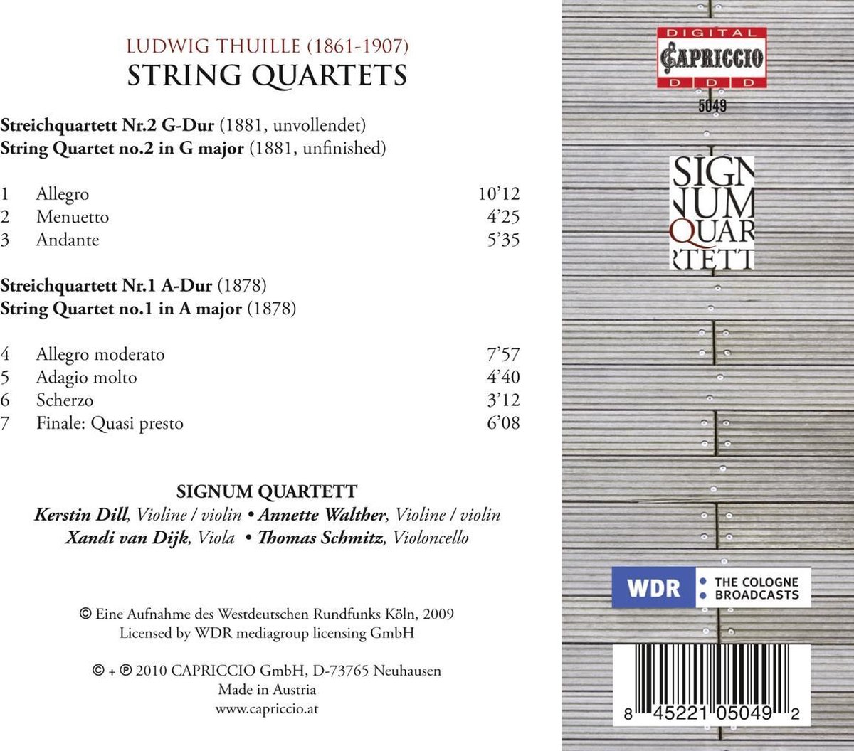 Thuille: String Quartets, Signum Quartett | CD (album) | Muziek | bol.com