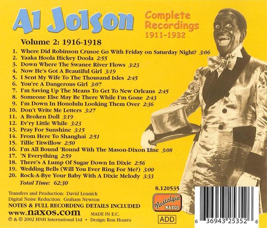 Al Jolson Vol. 2, Al Jolson | CD (album) | Muziek | bol.com