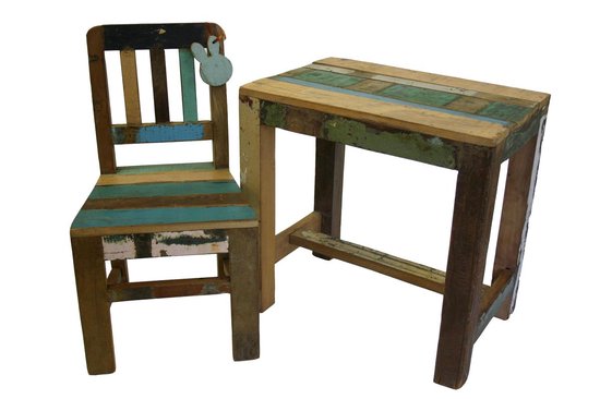 Otentic Design Sloophouten kinderset (tafel+stoel) | bol.com