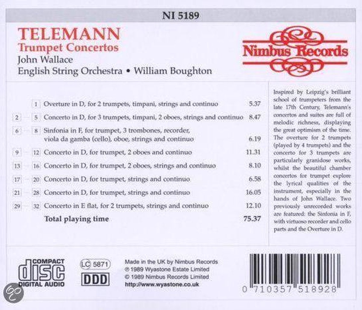 Trumpet Concertos - John Wallace, Boughton | CD (album) | Muziek | bol.com