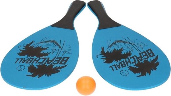 Blauwe beachball set buitenspeelgoed - Houten beachballset - Rackets ...