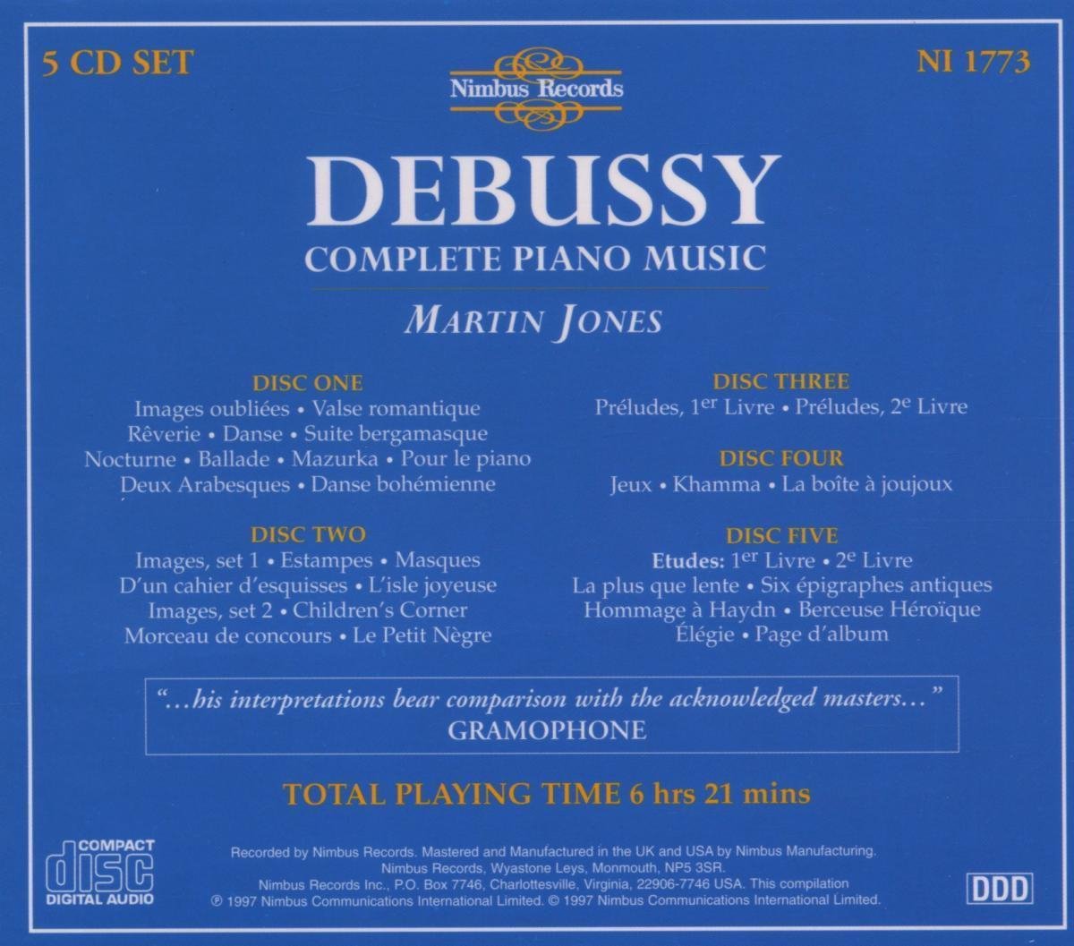 Jones - Debussy: Complete Piano Music (5 CD), Martin Jones | Muziek | bol.com