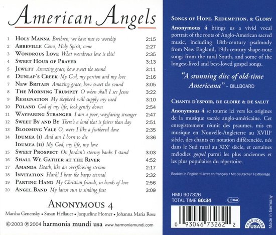 American Angels, Anonymous 4 | CD (album) | Muziek | bol