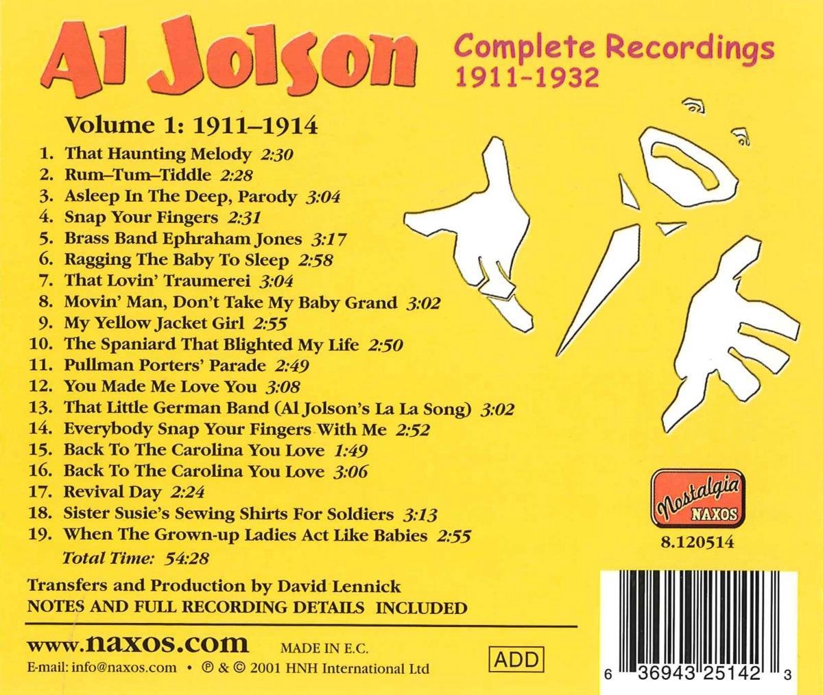 Al Jolson - Recordings Volume 1 (CD), Al Jolson | Muziek | bol