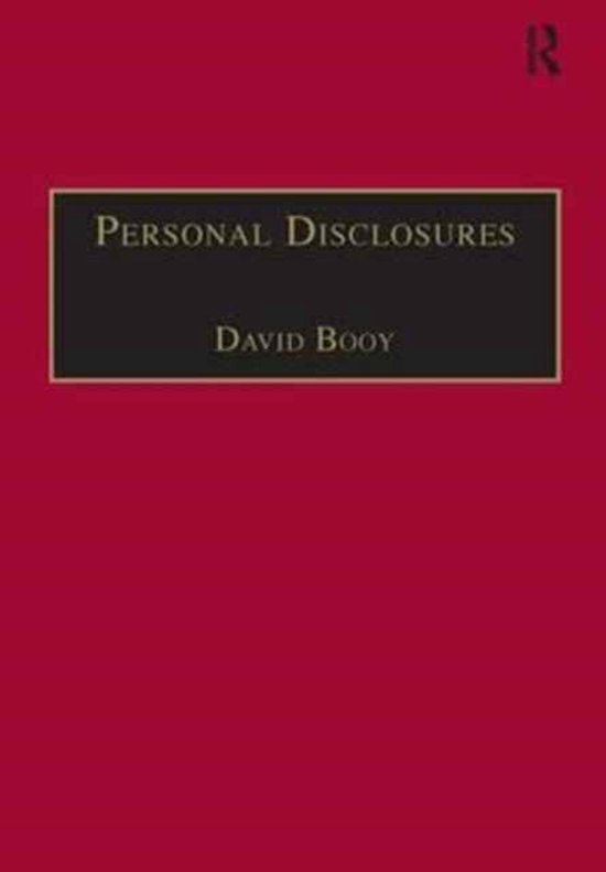 Personal Disclosures | 9780754601210 | David Booy | Boeken | bol.