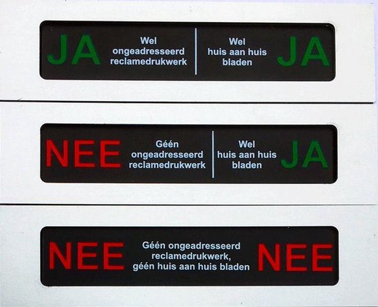NEE NEE, NEE JA en JA JA sticker houder - Aluminium houder inclusief 3 ...