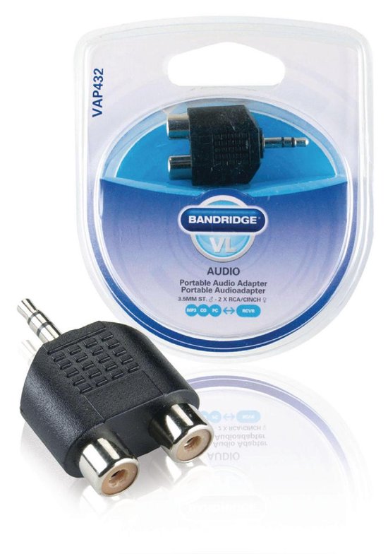 Bandridge Portable Audio Adapter 1x 3.5mm 2x RCA Zwart | bol