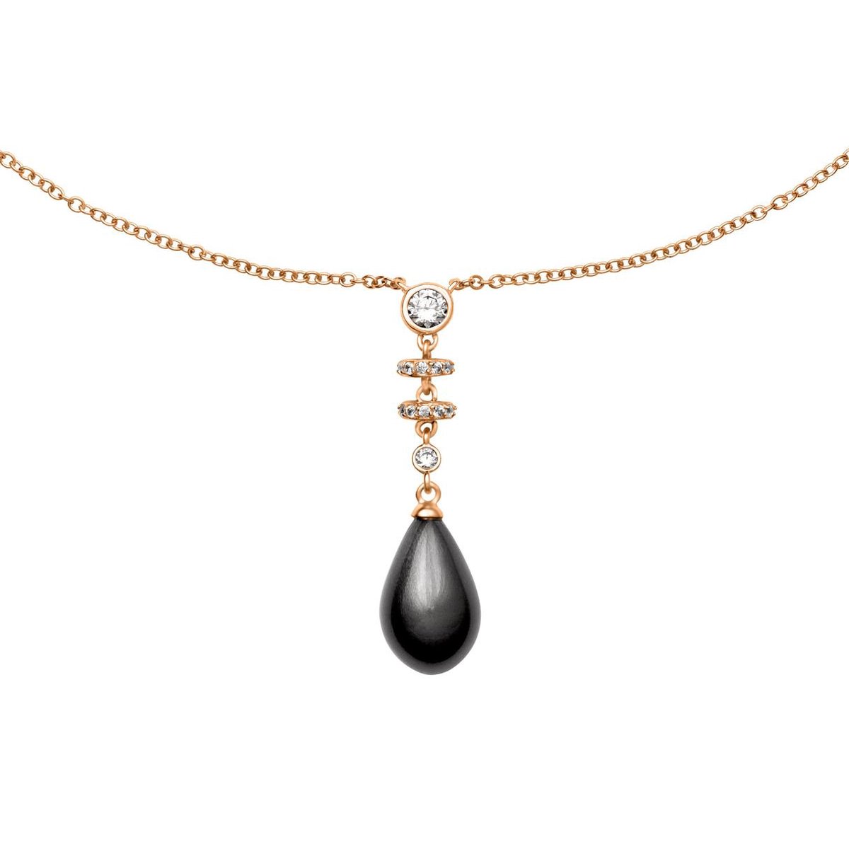 Diamonfire - Zilveren collier met hanger 45 cm - Rosegoudverguld ...
