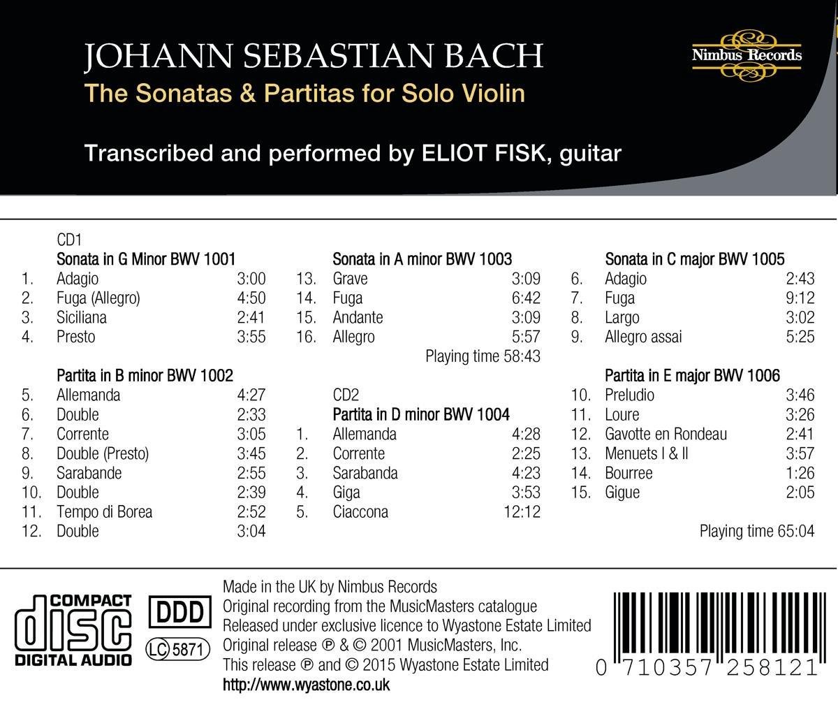 Eliot Fisk - The Sonatas & Partitas For Solo Violin (2 CD), Eliot Fisk ...