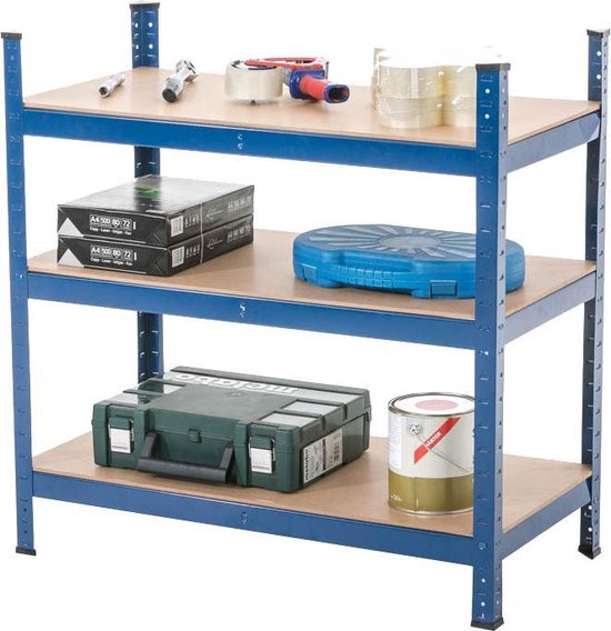 Opbergrek - 3 Legplanken - Werkbank - 175kg draagvermogen - Blauw | bol.com