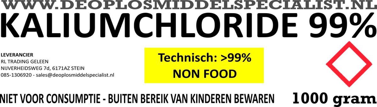 Kaliumchloride 1000gr (Technisch >99%, niet voor consumptie) | bol