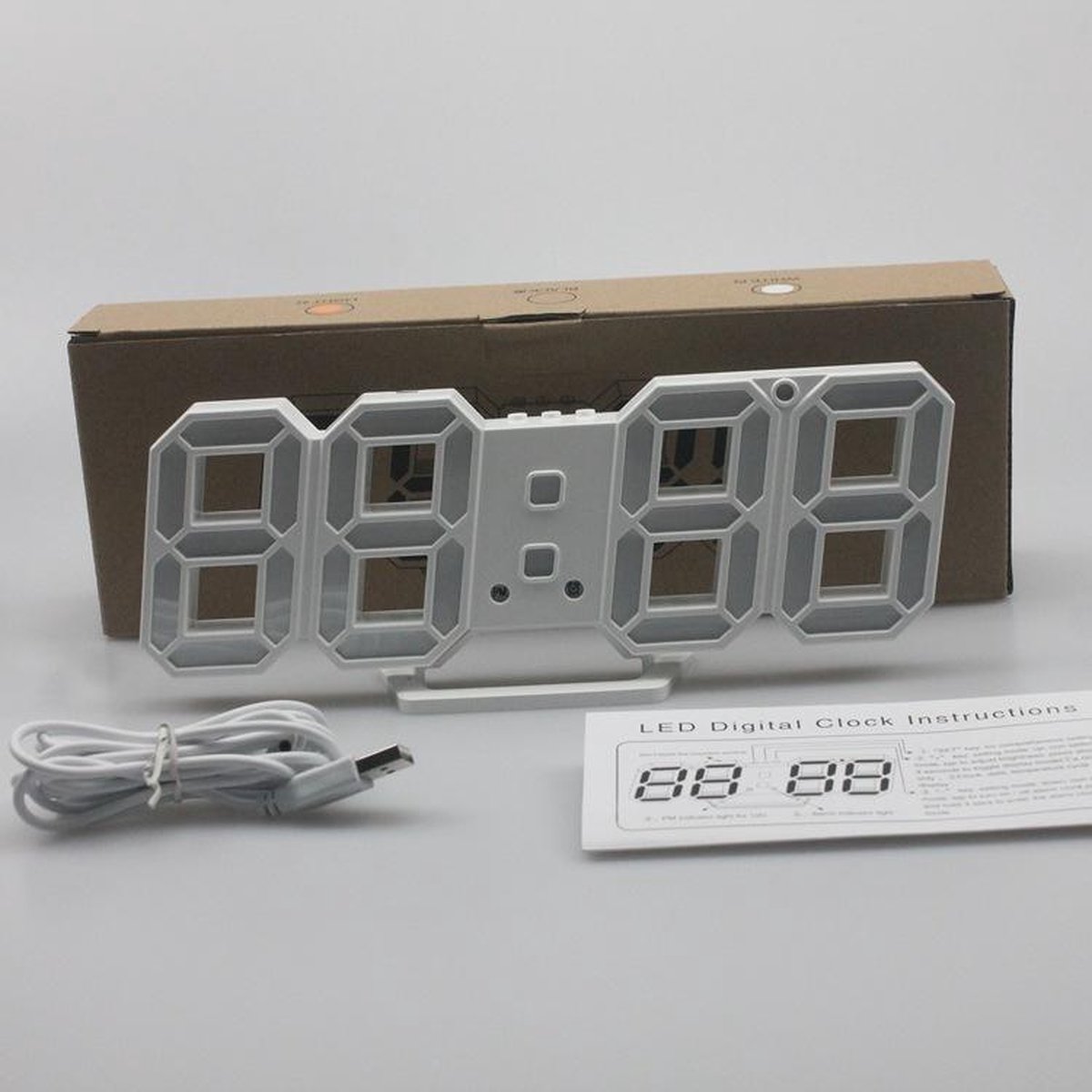 Digitale 3D LED-Klok - Klok - Digitaal - Modern | bol