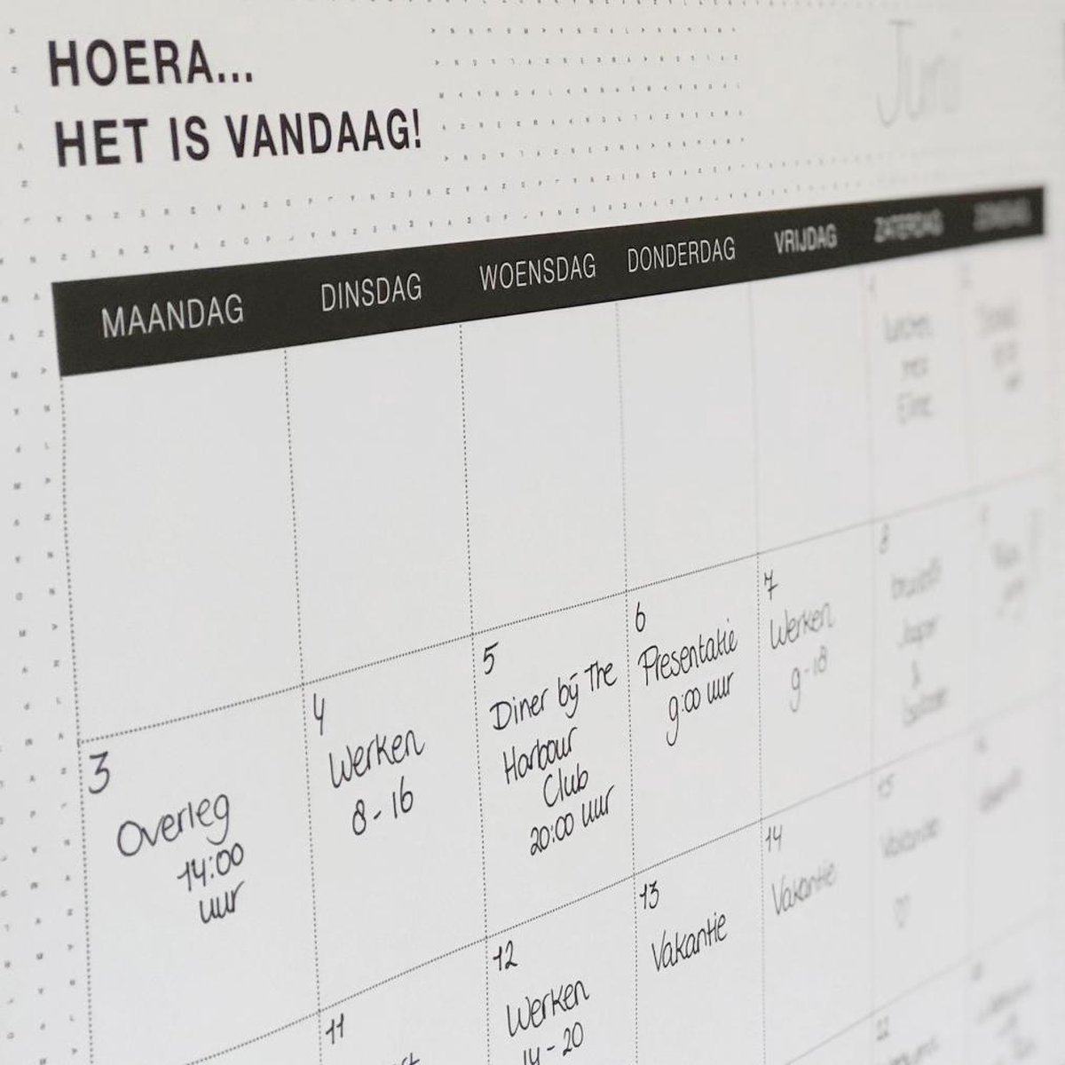 Maandplanner Black&White - A2 Familieplanner - 12 stuks | bol