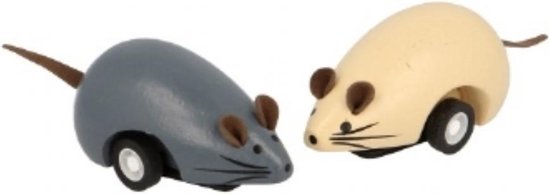Houten Muisjes, Pull Back Mouse, set van 2 | bol