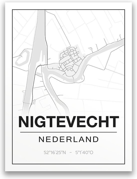 Poster/plattegrond NIGTEVECHT - 30x40cm | bol