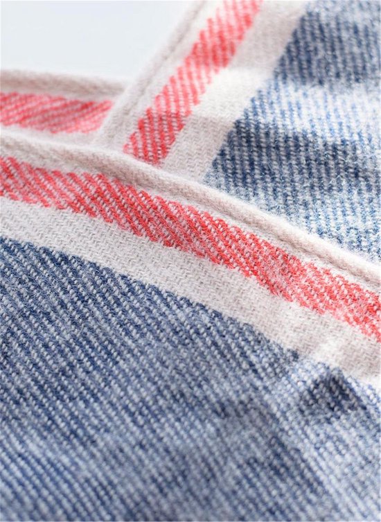 BoeL Grijs-blauwe Poncho Omslagdoek met rood witte streep | bol