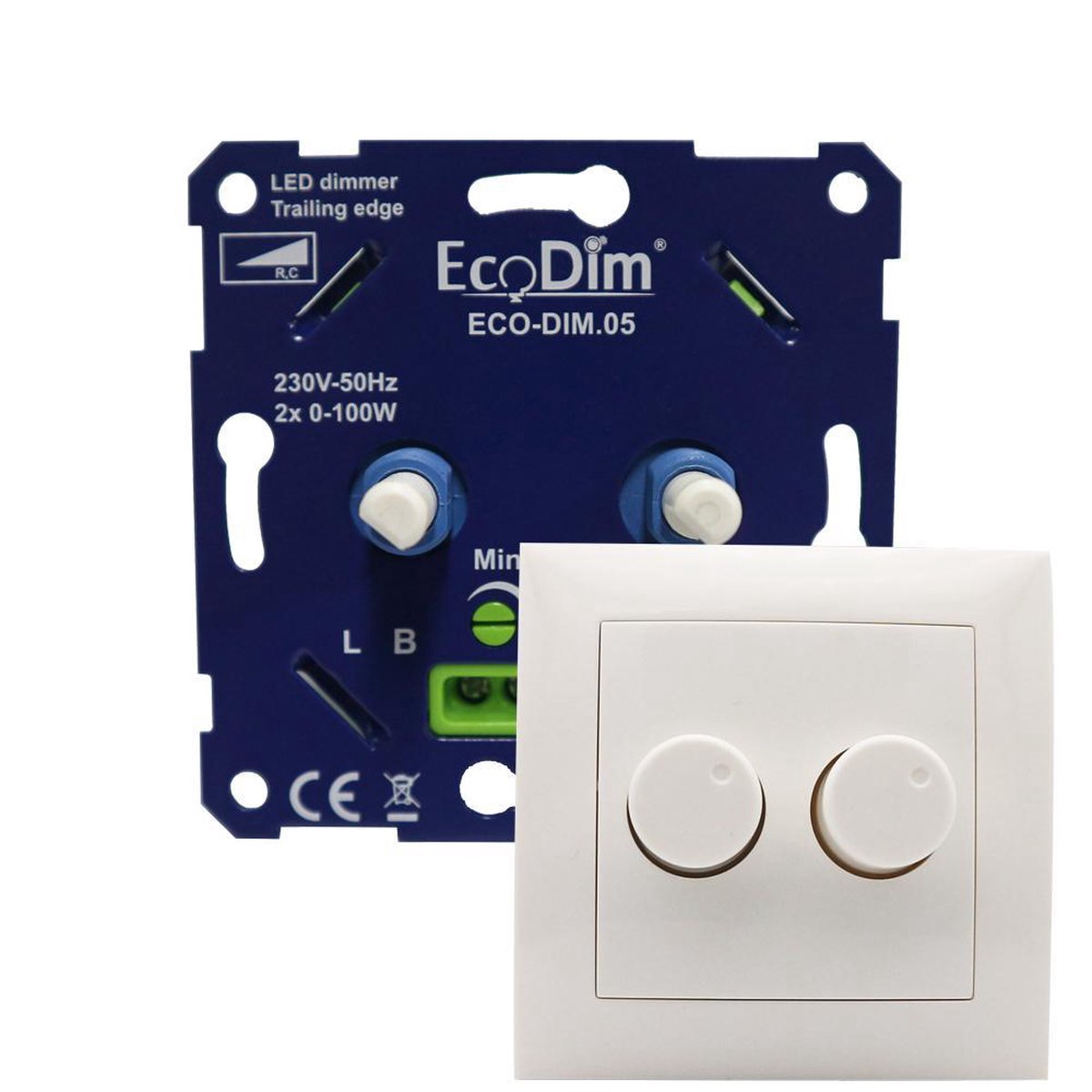 Plaque de Ecodim duo dimmer - convient pour le duo dimmer Ecodim 05 ...