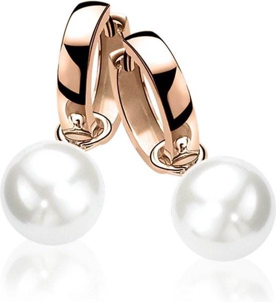 ZINZI zilveren oorbedels roseverguld parel wit ZICH266WR | bol.com