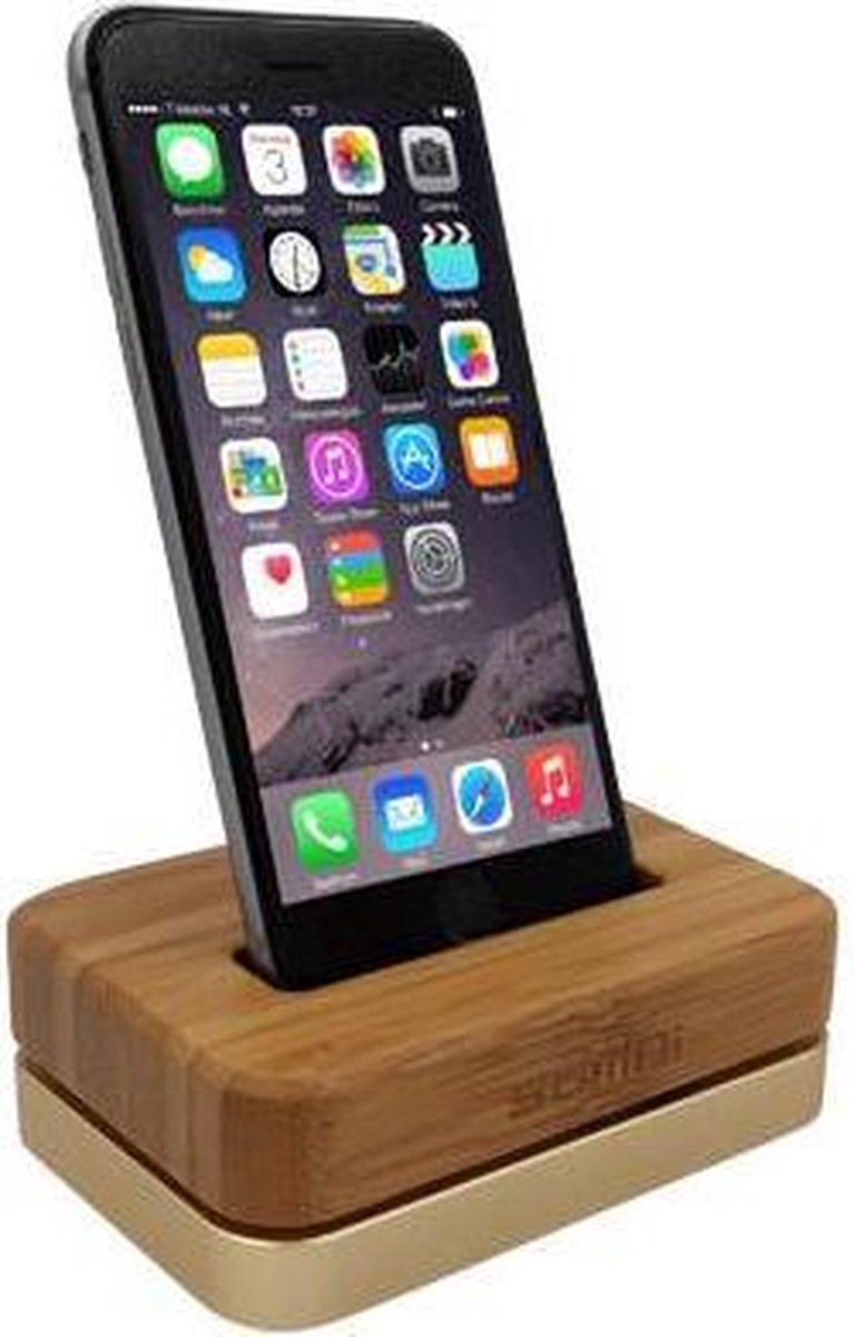 iPhone Docking Station Licht Hout Bamboe Goud | bol.com