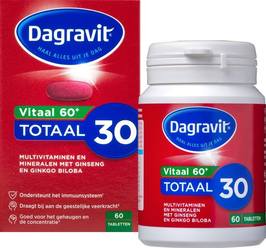 Dagravit Totaal 30 Xtra Vitaal 60+ - Vitaminen - 60 tabletten | bol.com