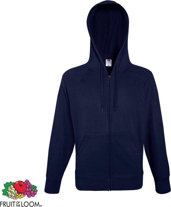 Fruit of the Loom hoodie vest met rits lichtgewicht maat XXL (marineblauw) | bol