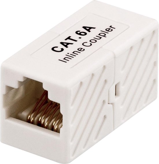 DELTACO 685-U, CAT6a Gigabit RJ45 UTP koppelstuk, Wit | bol