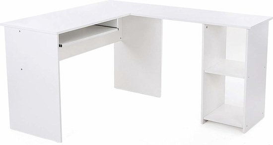 Songmics L-vormig Hoekbureau - Computermeubel Met Opbergvakken En ...